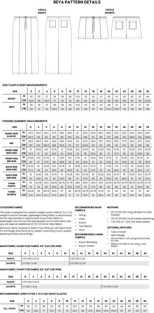 Reya PDF Pattern - Chalk and Notch